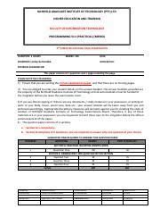 Programming Bsc Paper Memo Pdf RICHFIELD GRADUATE INSTITUTE OF TECHNOLOGY PTY LTD