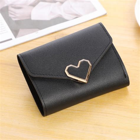 Coin Purse Three Folds Storage Heart Shaped Cute Small Women Wallet
