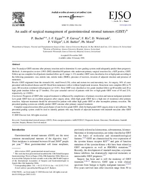 Pdf An Audit Of Surgical Management Of Gastrointestinal Stromal Tumours Gist