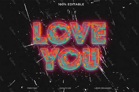 Love You Font Style Text Effect Photoshop Premium Psd File