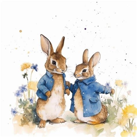 Есть два кролика которые стоят рядом друг с другом генеративный искусственный интеллект