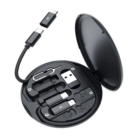 Portable Data Cable Storage Box With Phone Holder Compact Lightweight