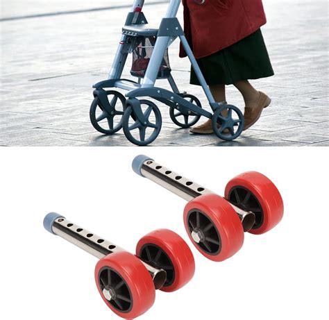 Walker Wheels Replacement Kit 1 Pair Heavy Duty Stainless Steel 6 Height Levels Universal