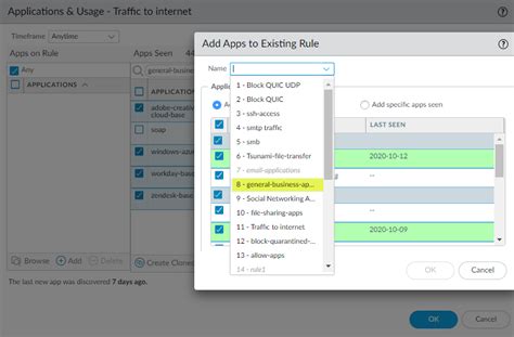 add applications to an existing rule