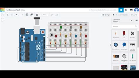 Circuito De Arduino Con Pulsador Y Secuencia De Leds En Tinkercad Youtube