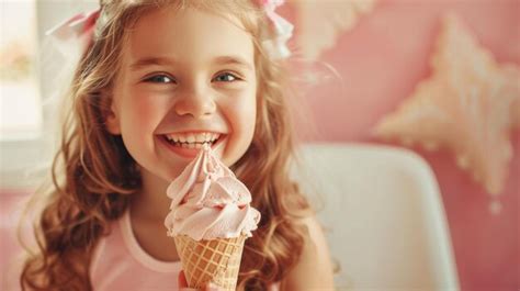 Premium Photo Young Girl Enjoying Ice Cream Cone
