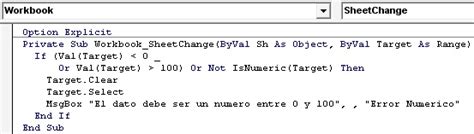 excel y vba 18 eventos en vba validar con vba