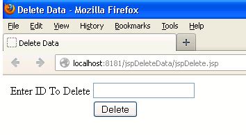JSP Delete Record From Table Using MySQL