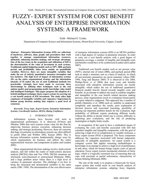 Pdf Fuzzy Expert System For Cost Benefit Analysis Of Enterprise Information Systems A Framework