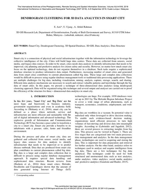 Dendrogram Clustering For 3d Data Analytics In Smart City Pdf