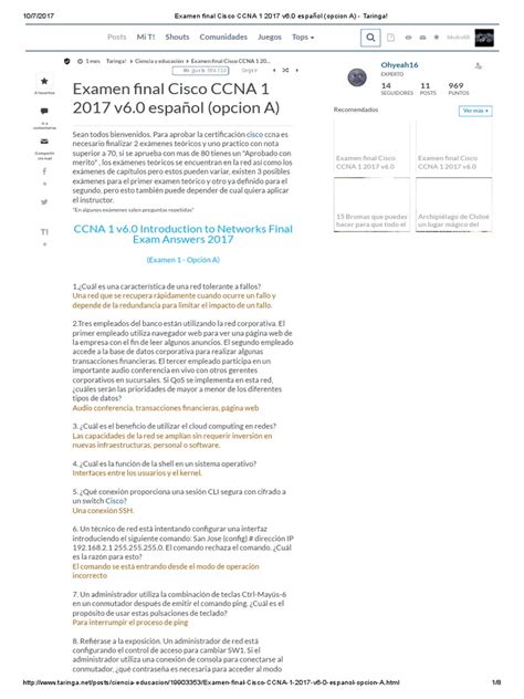 Examen Final Cisco Ccna 1 2017 V6 Pdf Yo Pv6 Red De Computadoras