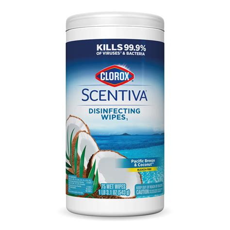 Clorox Scentiva Cleaning Wipes Pacific Breeze And Coconut Scent 75