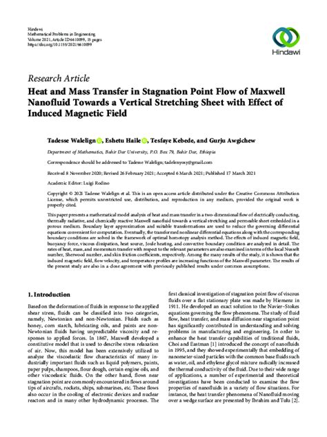 Pdf Heat And Mass Transfer In Stagnation Point Flow Of Maxwell Nanofluid Towards A Vertical