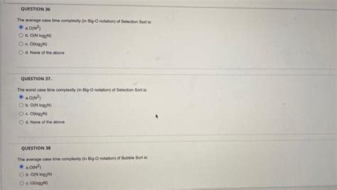 solved question 36 the average case time complexity in big o