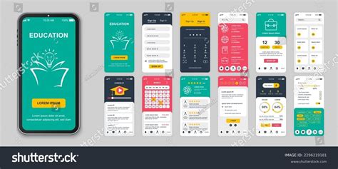 Education Mobile App Screens Set Web Stock Vector Royalty Free