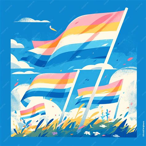 Premium Vector Lgbtq Pride Parade With Transgender Flags