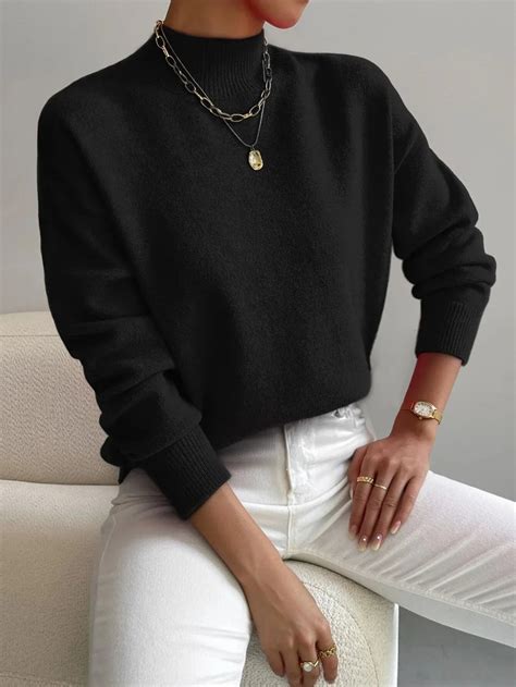 Pull Décontracté à Col Roulé Pour Femmes