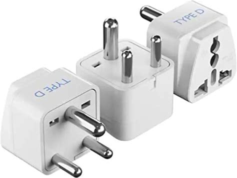 Ceptics India Travel Plug Adapter Type D 3 Pack Grounded And Universal