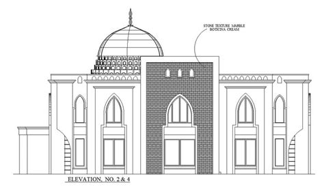 Side Elevation Of Mosque Detail Download Now Cadbull Mosque Design