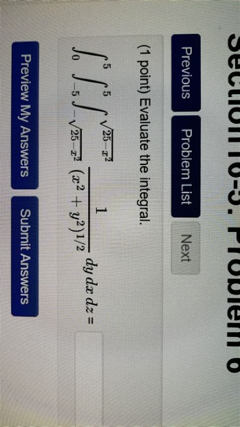 solved previousproblem list next 1 point evaluate the