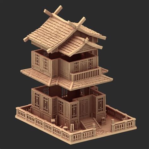 🏗️ Stylized Japanese Architecture Part 3 X9 Buildings・ 3d File For