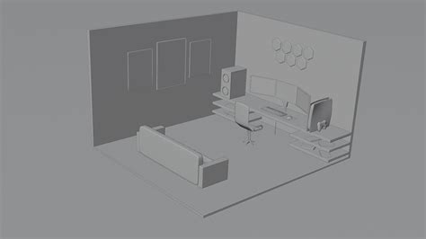 3d Model Gaming Room Setup On Behance