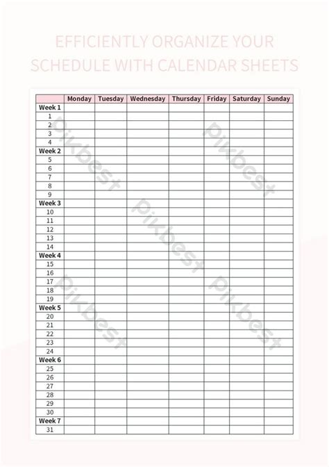 Efficiently Organize Your Schedule With Calendar Sheets Excel
