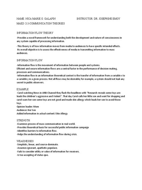 Information Flow Theory File Pdf Communication Cognition