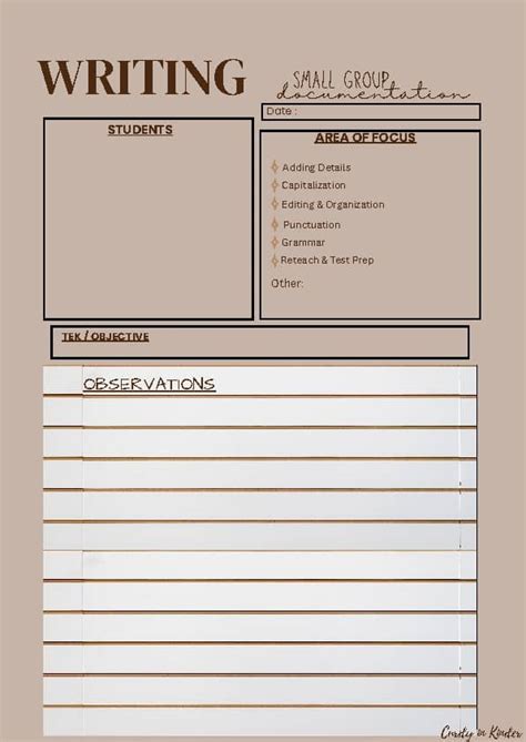 Ela Small Group Documentation By Curdy In Kinder Tpt