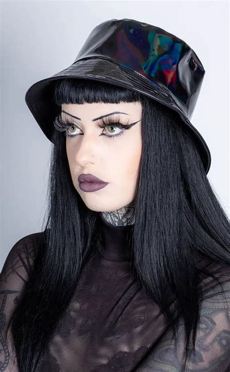 Shiny Black Holographic Bucket Hat Gothic And Alt Hats And Accessories