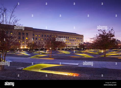 Pentagon Memorial At Night