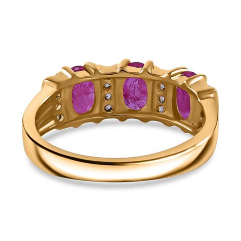 Gemfields Montepuez Ruby White Zircon Ring In Vermeil Yellow Gold