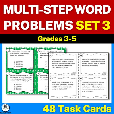 Multi Step Word Problems Task Cards Set ExperTuition