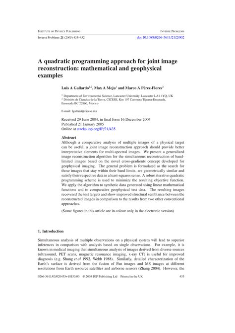 Pdf A Quadratic Programming Approach For Joint Image Reconstruction Mathematical And