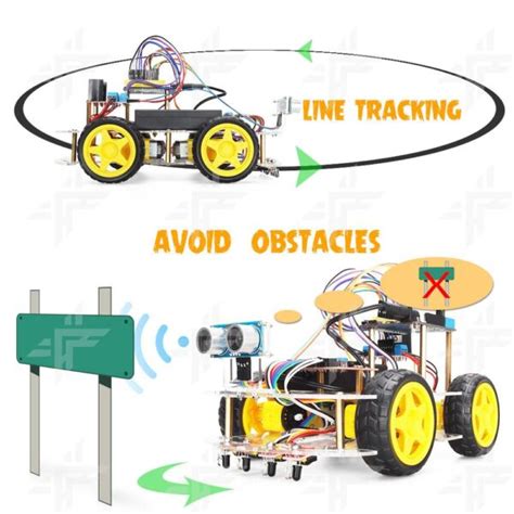 4wd smart obstacle avoidance bluetooth robot car kit with programming