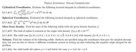 Solved Triple Integrals Polar Coordinates Cylindrical