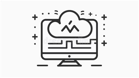 efficient cloud sync on computer streamline data synchronization outline stock vector