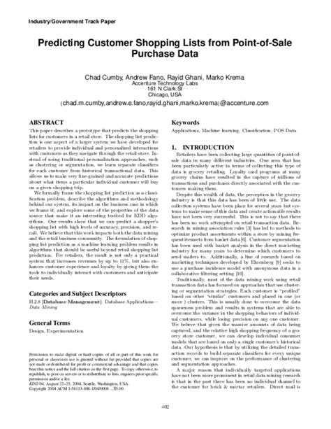 Pdf Predicting Customer Shopping Lists From Point Of Sale Purchase Data