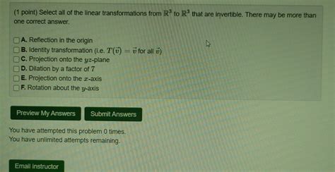 solved 1 point select all of the linear transformations