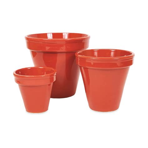 Classic Red Plant Pots Set Of 3 Verano Ceramics