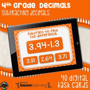 Subtracting Decimals Digital Task Cards Distance Learning Boom Cards