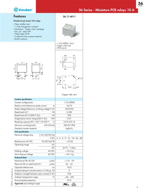 Finder 36 11 Sugar Cube Relay Pdf Relay Insulator Electricity