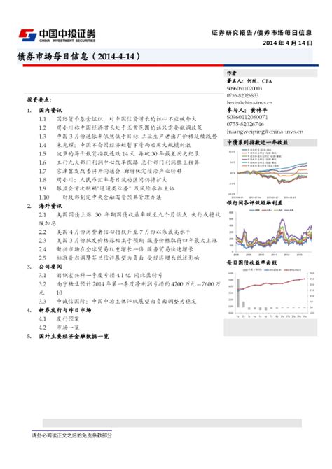 债券市场每日信息（2014 4 14）