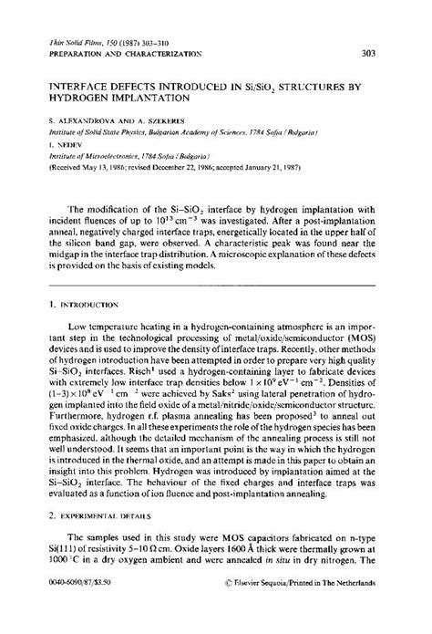 pdf interface defects introduced in si sio2 structures by hydrogen