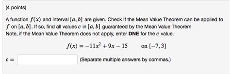 solved 4 points a function f x and interval [a b] are