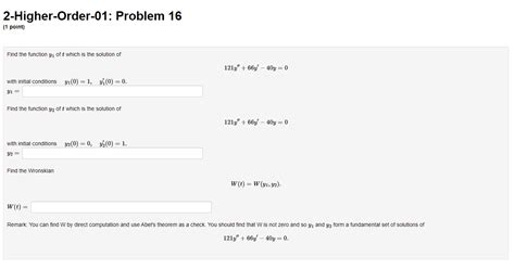 Solved 2 Higher Order 01 Problem 16 1 Point Find The