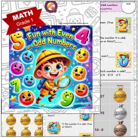 Odd And Even Numbers Game Math Fun With Numbers Fun Assessment Grade 1