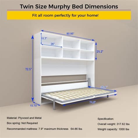 Twin Size Horizontal Murphy Bed With Shelf Storage Bed Bath And Beyond