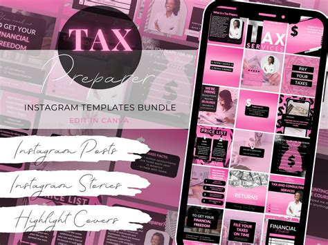 Tax Preparer Big Instagram Templates Bundletax Preparation Accounting