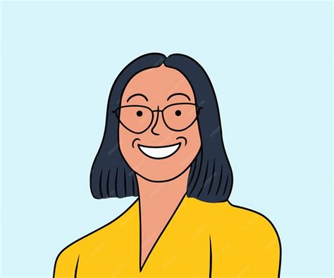 Premium Vector Beautiful Girl In Glasses Smiling Illustration